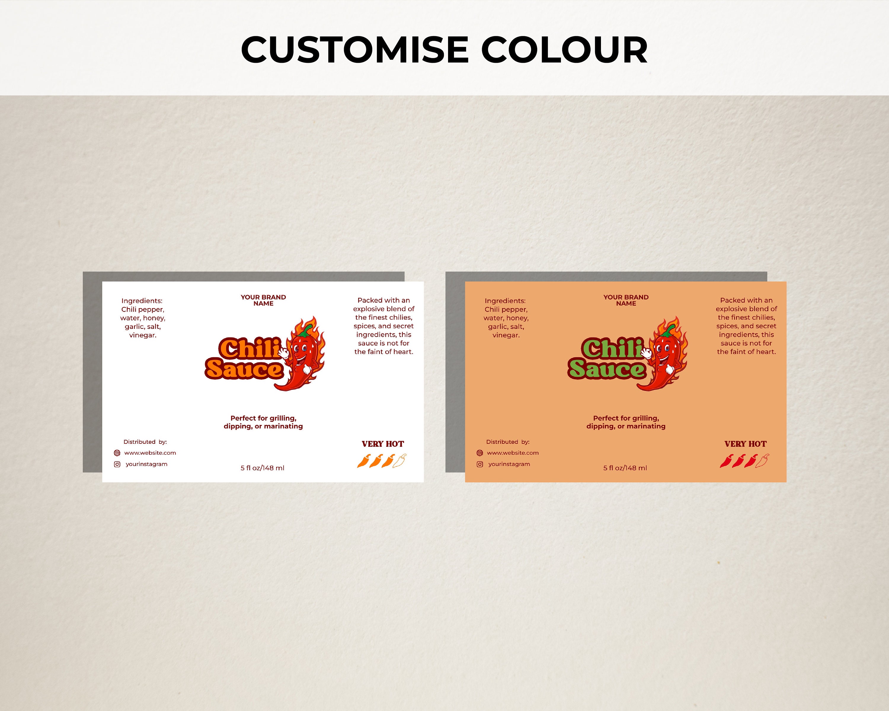 Editable Minimalist Hot Chili Sauce Bottle Label Template, Printable ...