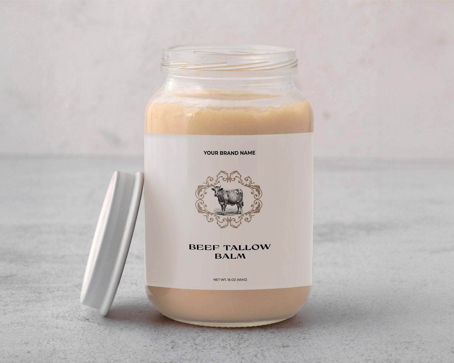 Editable Beef Tallow Balm Jar Label Template: Minimalist Design ...