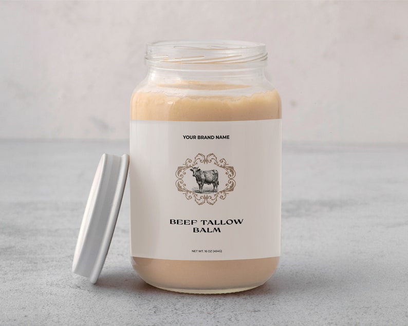 Editable Beef Tallow Balm Jar Label Template: Minimalist Design ...