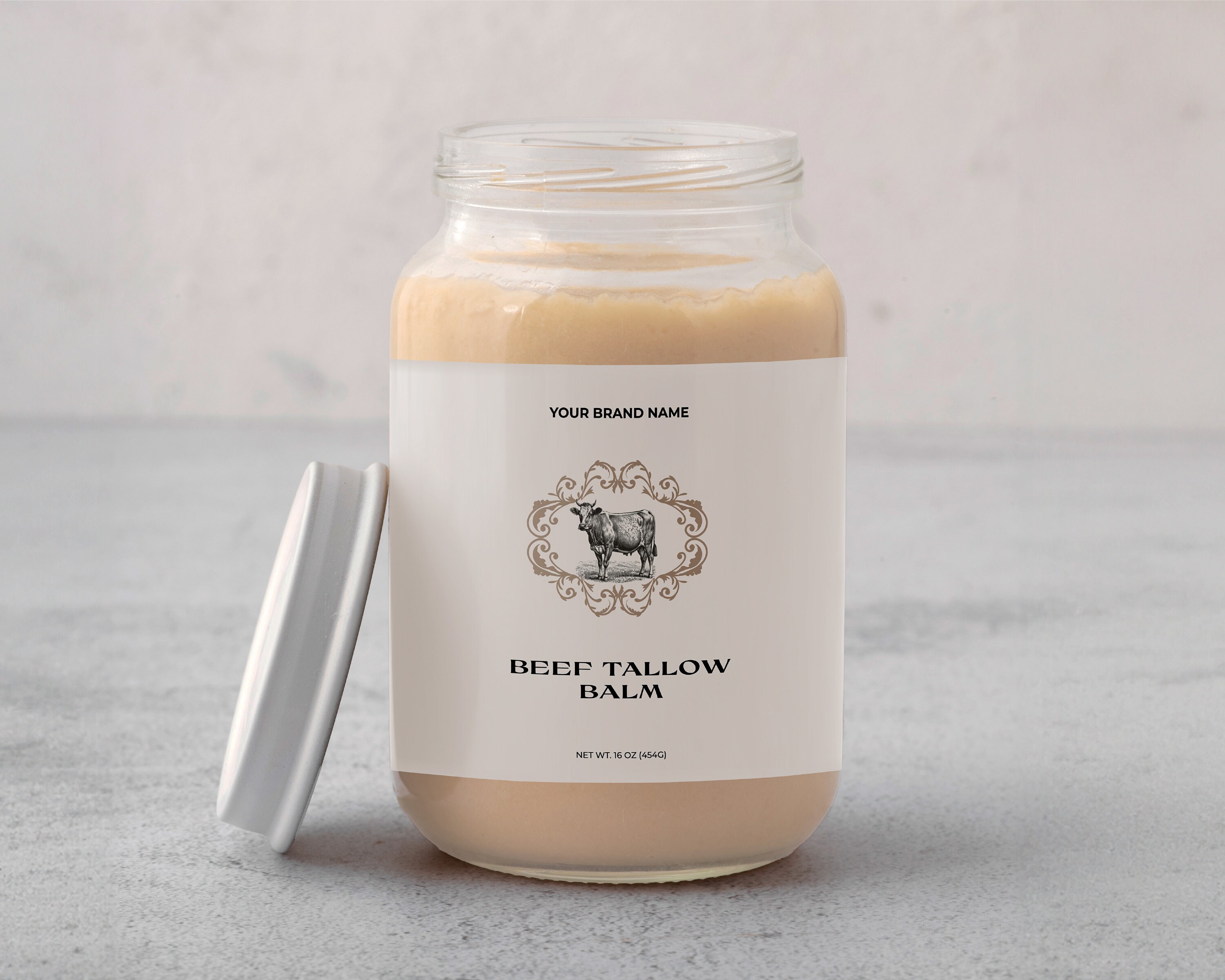 Editable Beef Tallow Balm Jar Label Template: Minimalist Design ...