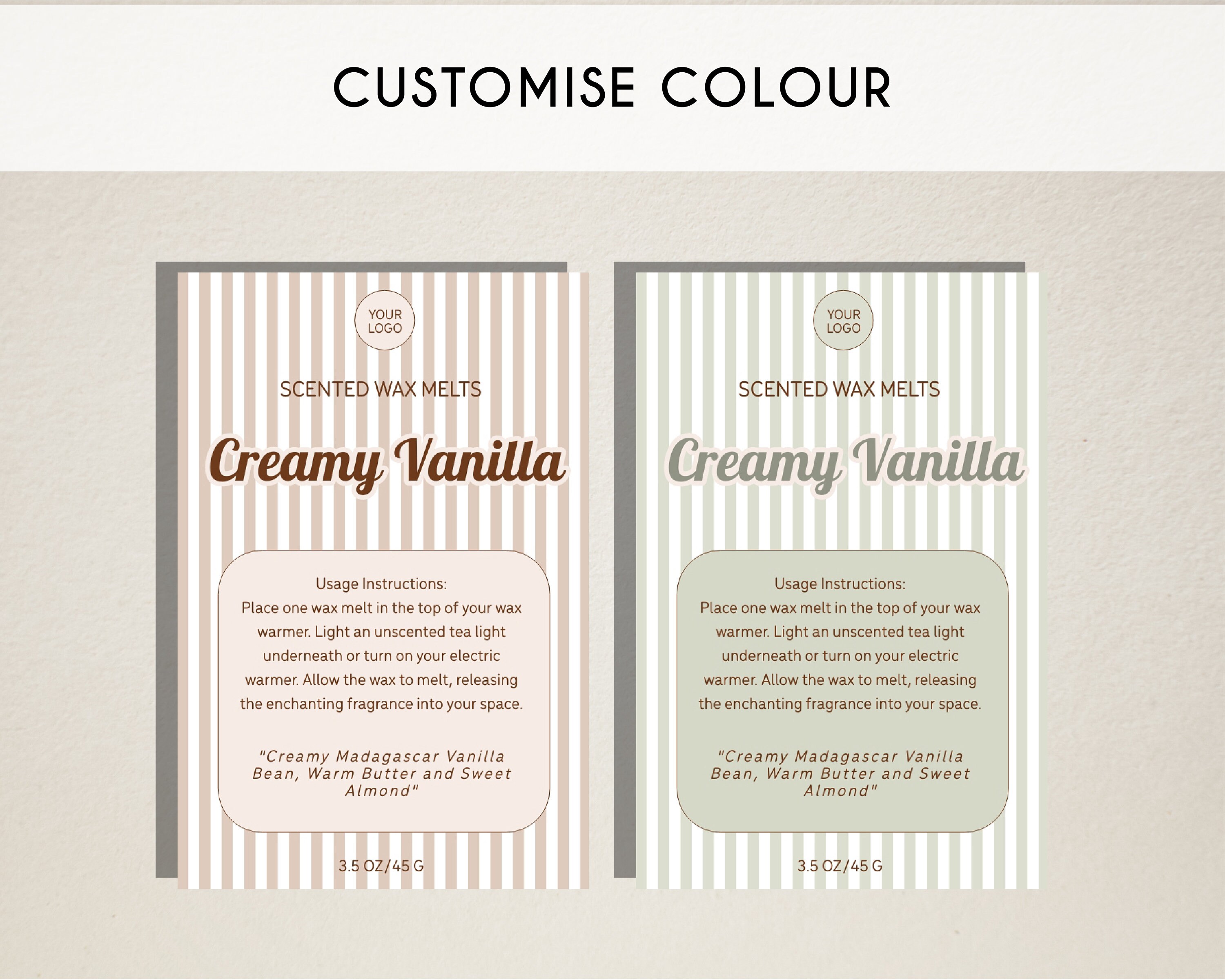 Editable Feminine Wax Melt Label Template, Printable Luxury Wax Tart ...