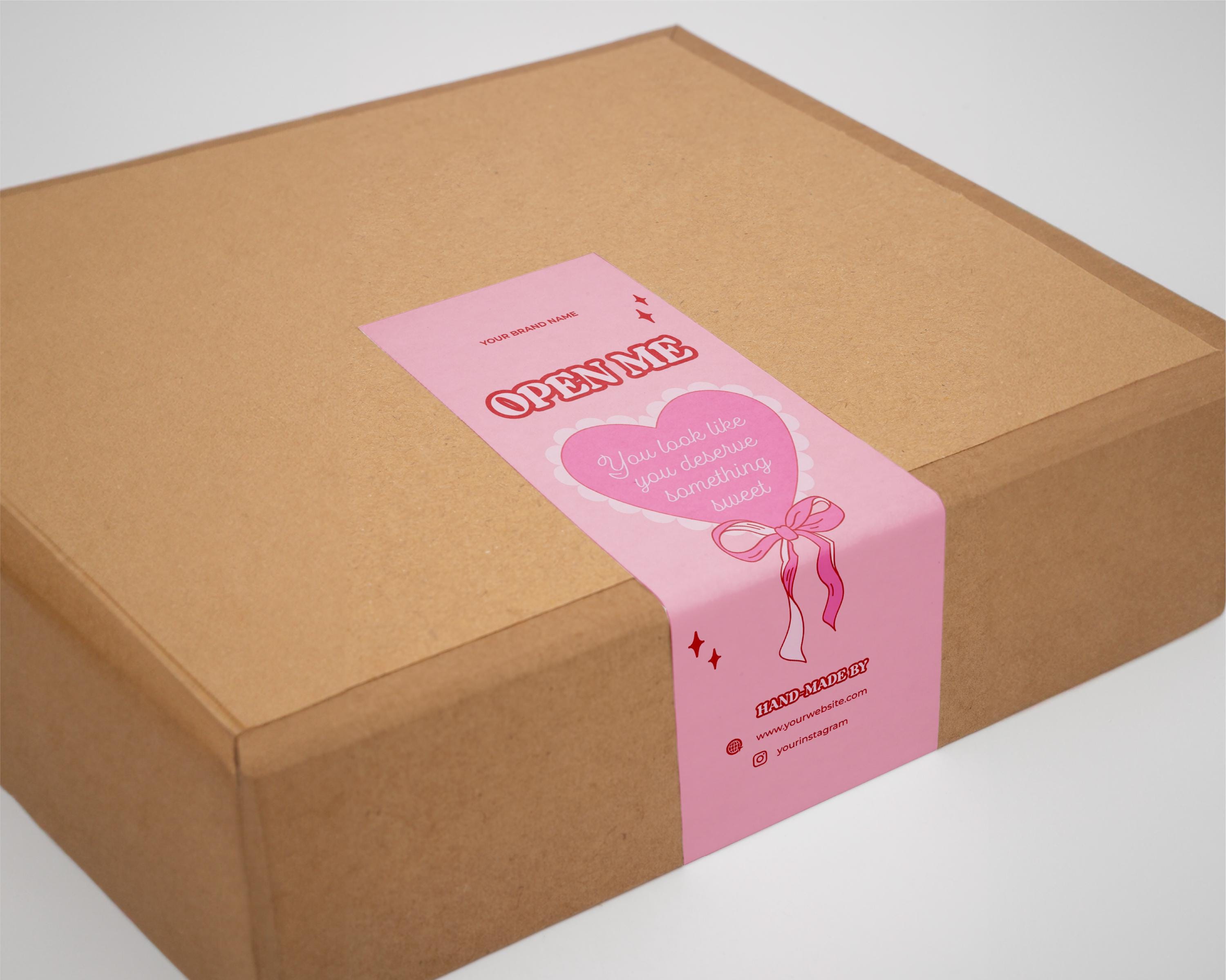 Playful Box Seal Label Template: Coquette Packaging Sticker (digital ...