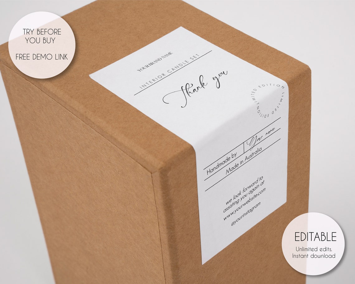 Editable Box Seal Label, Custom Box Sticker Template, Box Packaging ...