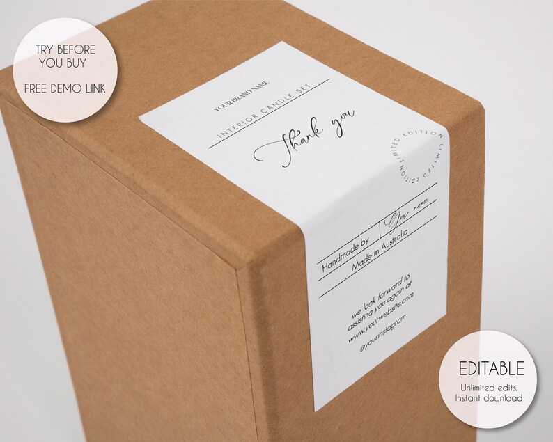 Editable Box Seal Label, Custom Box Sticker Template, Box Packaging ...