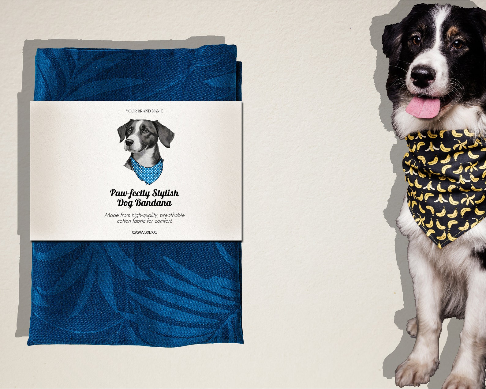 Editable Minimalist Dog Bandana Label Template, Printable Luxury Pet ...