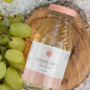 Editable Kombucha Bottle Label Template: Minimalist Design (digital ...