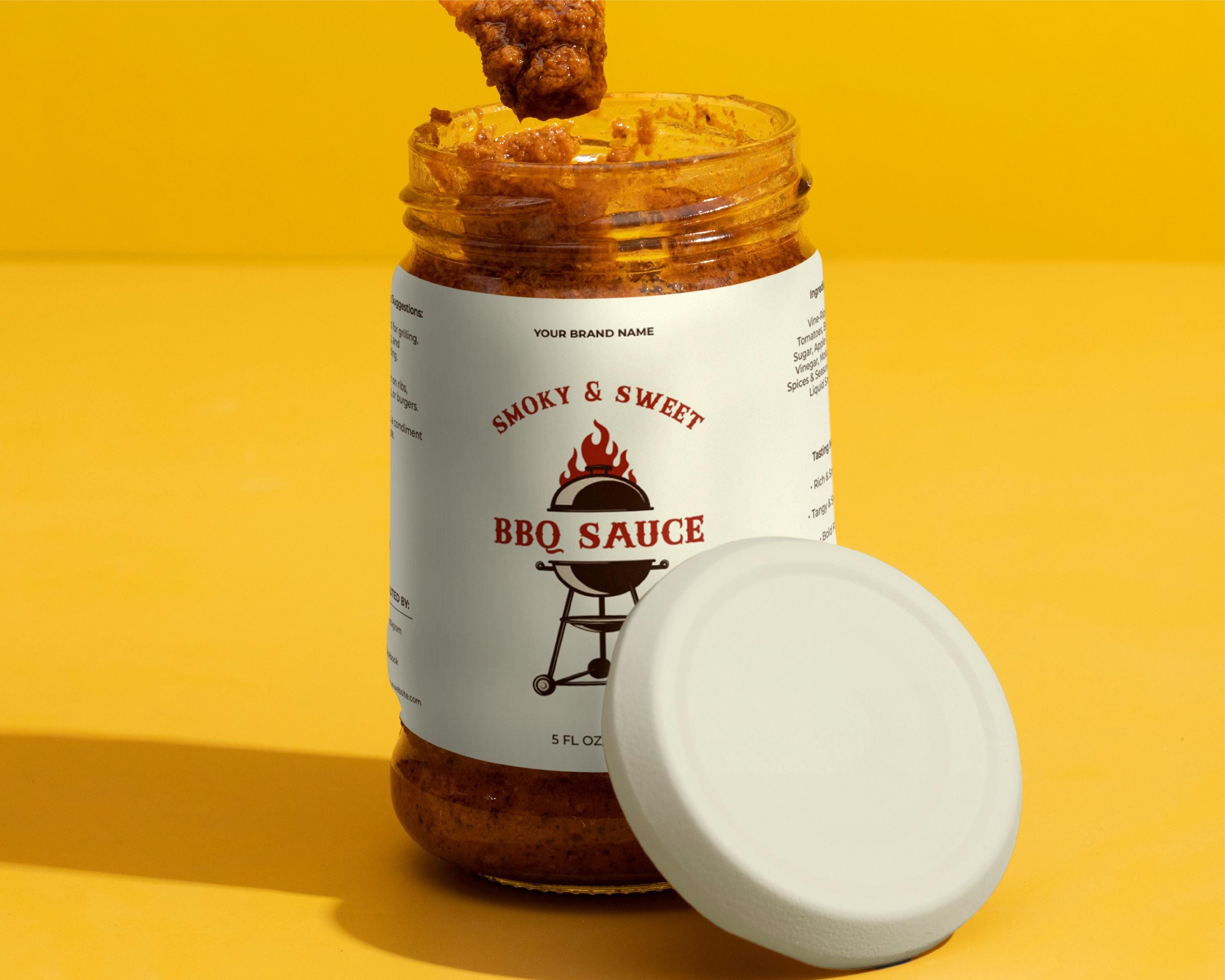 Editable Luxury BBQ Sauce Jar Label Template, Printable Modern Homemade ...