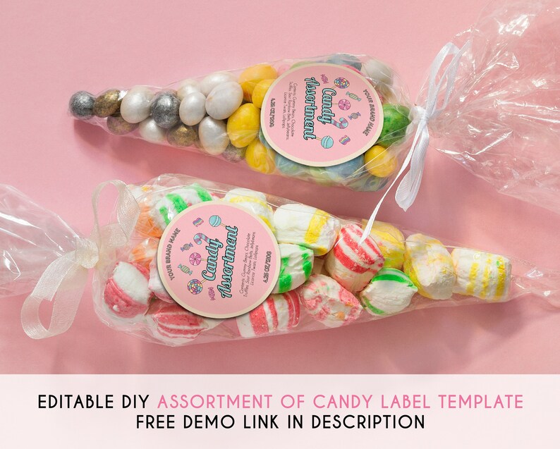 Editable Candy Assortment Round Label Template, Printable Candy in a ...