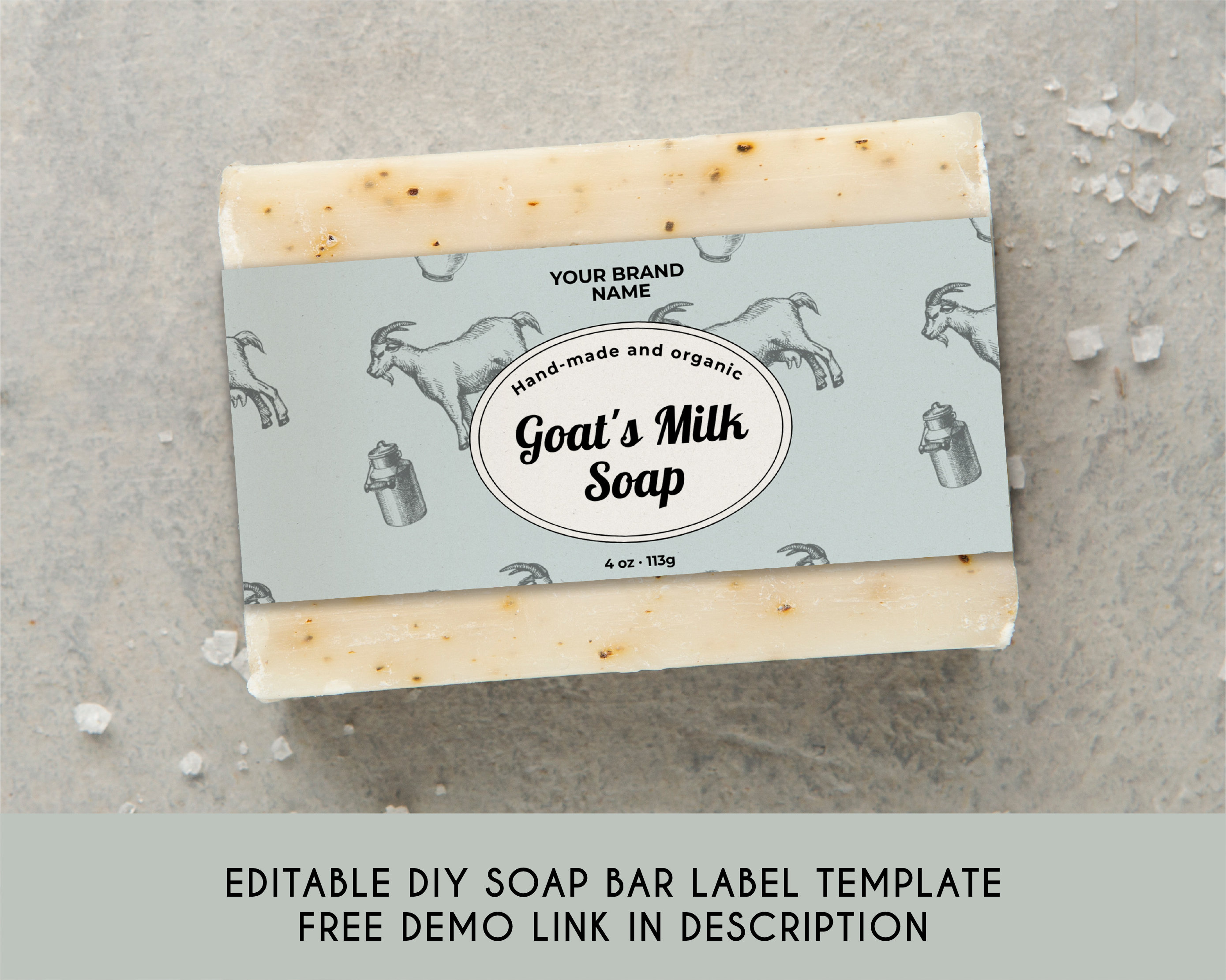 Editable Goat Milk Soap Label Template, Printable Luxury Wrap Around ...