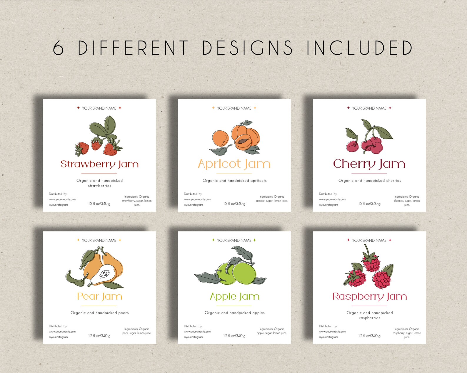 Editable Minimalist Jam Label Template, Printable Jelly Jar Product ...