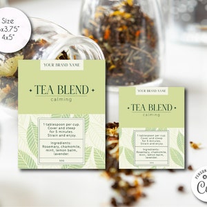 Printable Tea Blend Bag Label Template Editable Tea Blend - Etsy