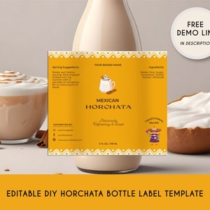 Editable Horchata Bottle Label: Custom Drink Sticker (digital Download ...