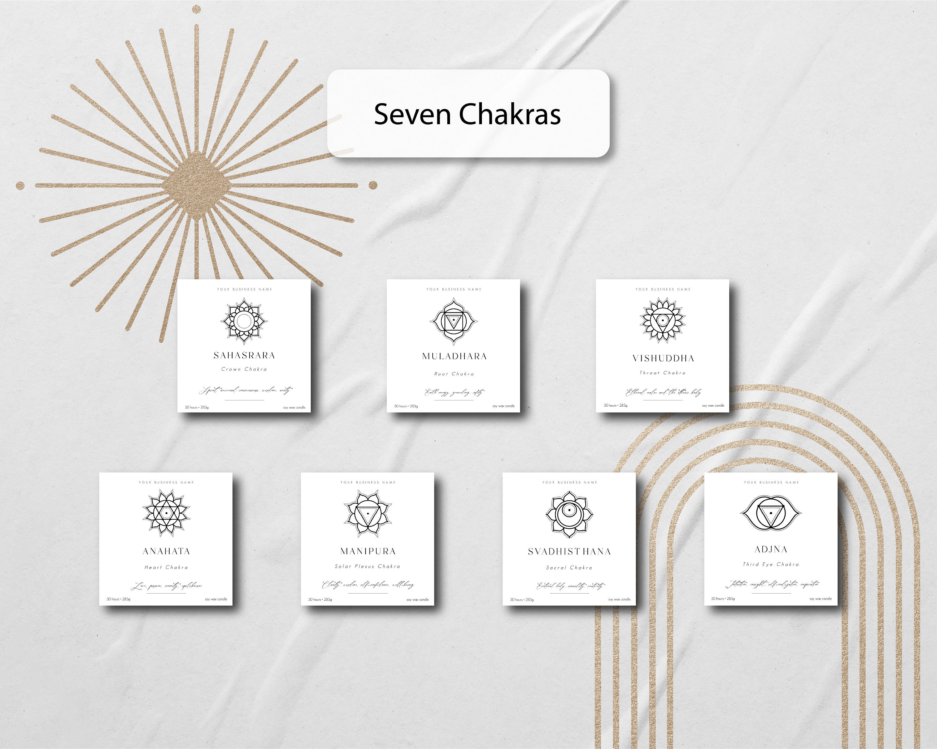 Editable Chakra Candle Label Template: Minimalist Design (instant ...
