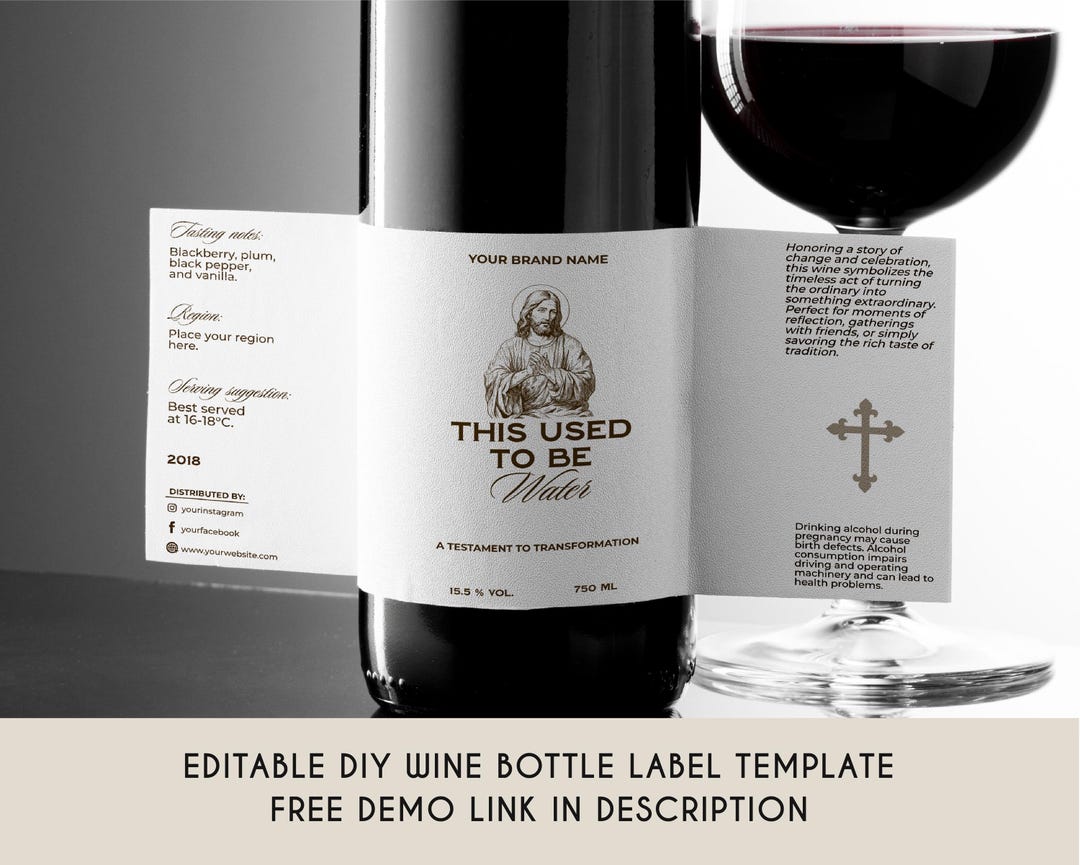 Editable Christian Wine Label Template, Printable Jesus Wine Bottle ...
