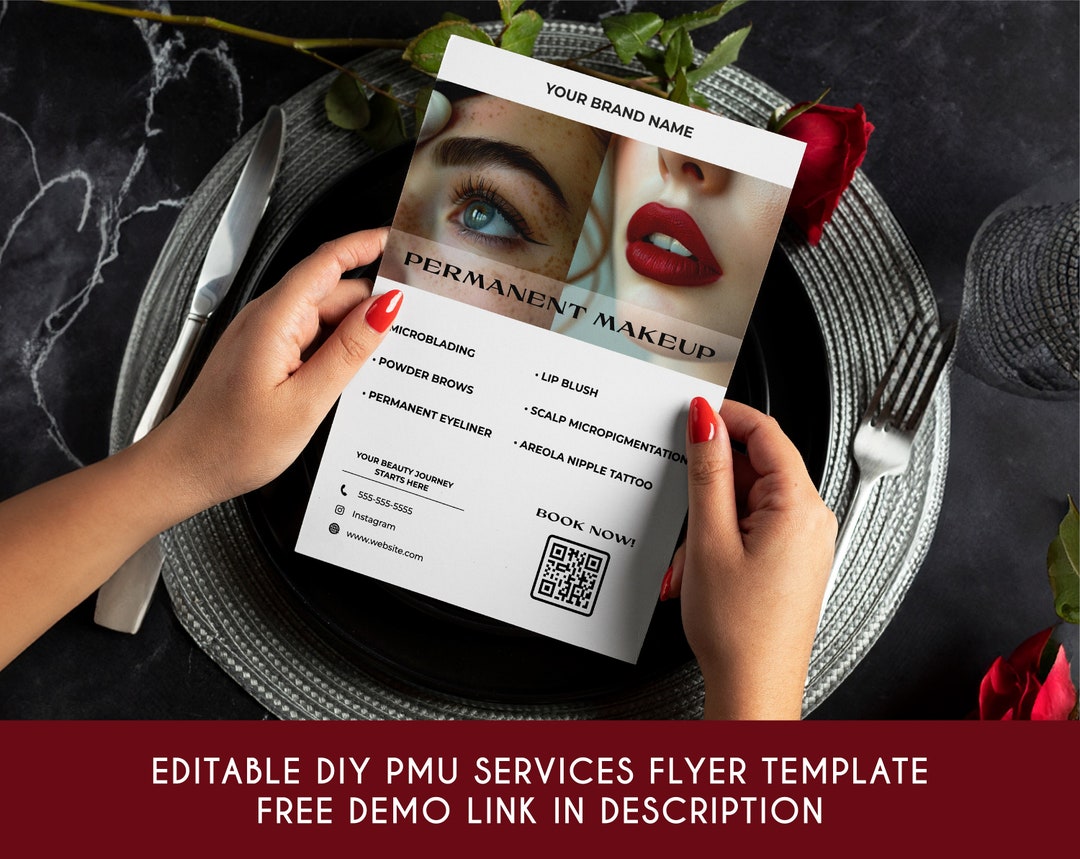 Editable Luxury Permanent Makeup Flyer Template, Printable PMU ...