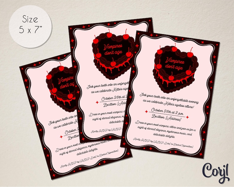 Editable Vampires Don't Age Birthday Invitation Template, Printable ...