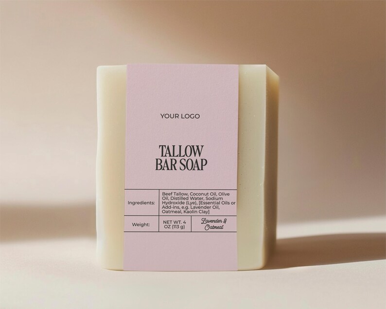 Editable Tallow Soap Label Template: Luxury Wrap-around Design (digital ...