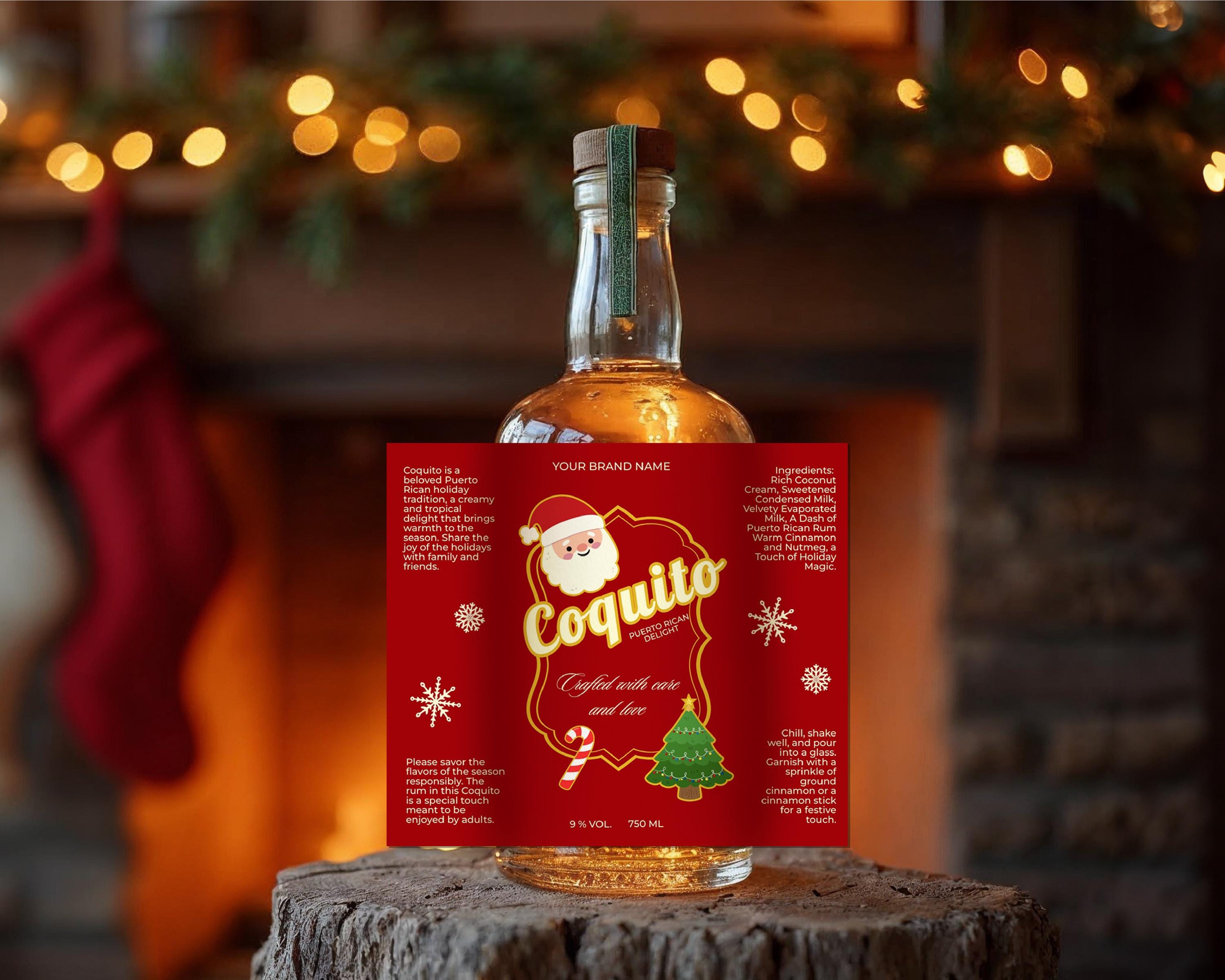 Editable Playful Coquito Bottle Label Template, Printable Festive ...