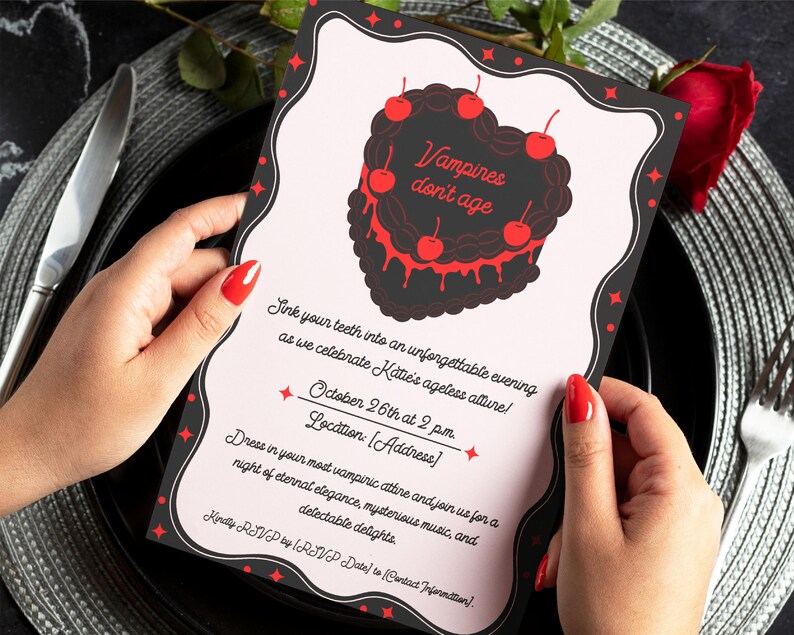 Editable Vampires Don't Age Birthday Invitation Template, Printable ...