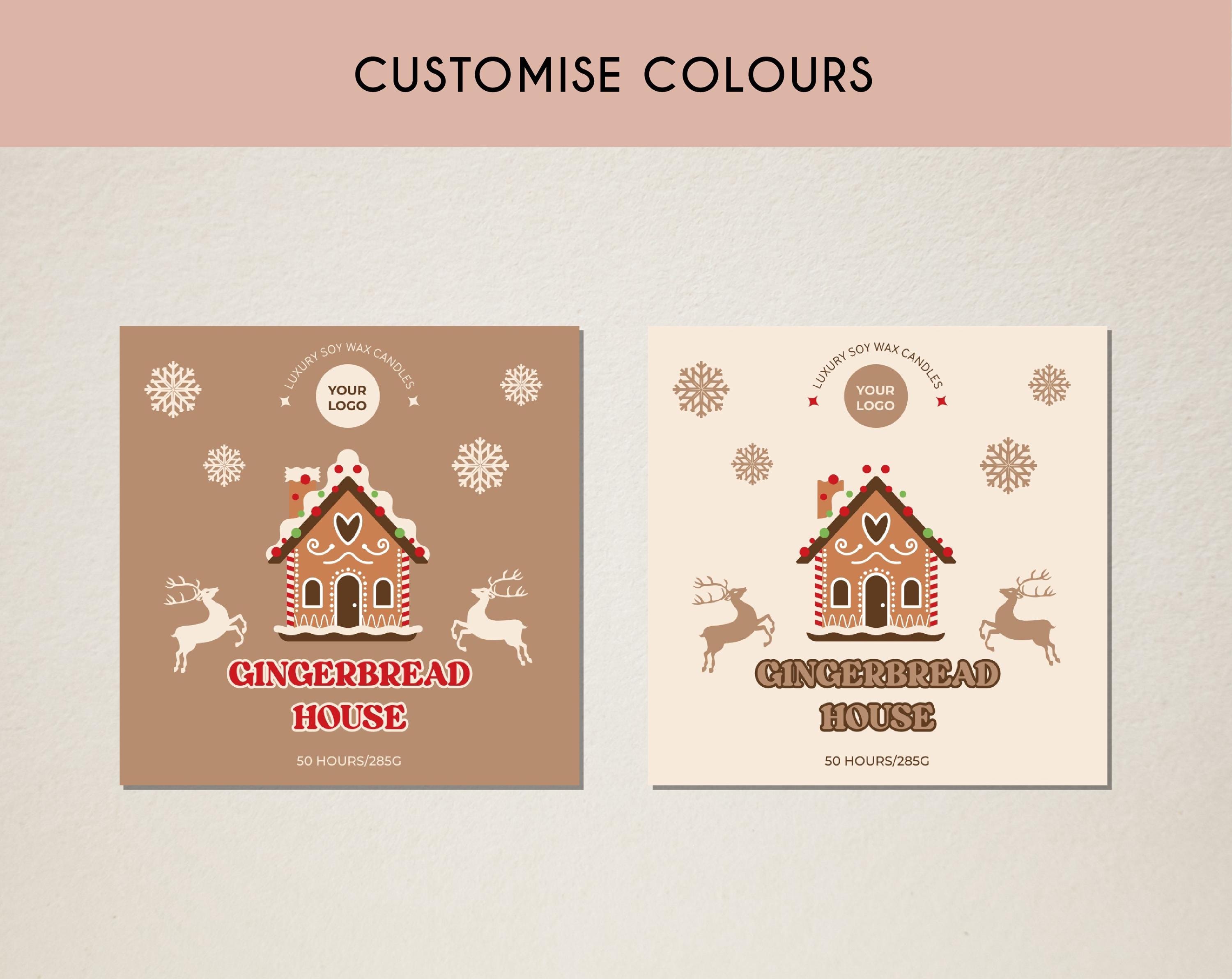 Editable Gingerbread House Candle Label: Christmas Template (digital ...