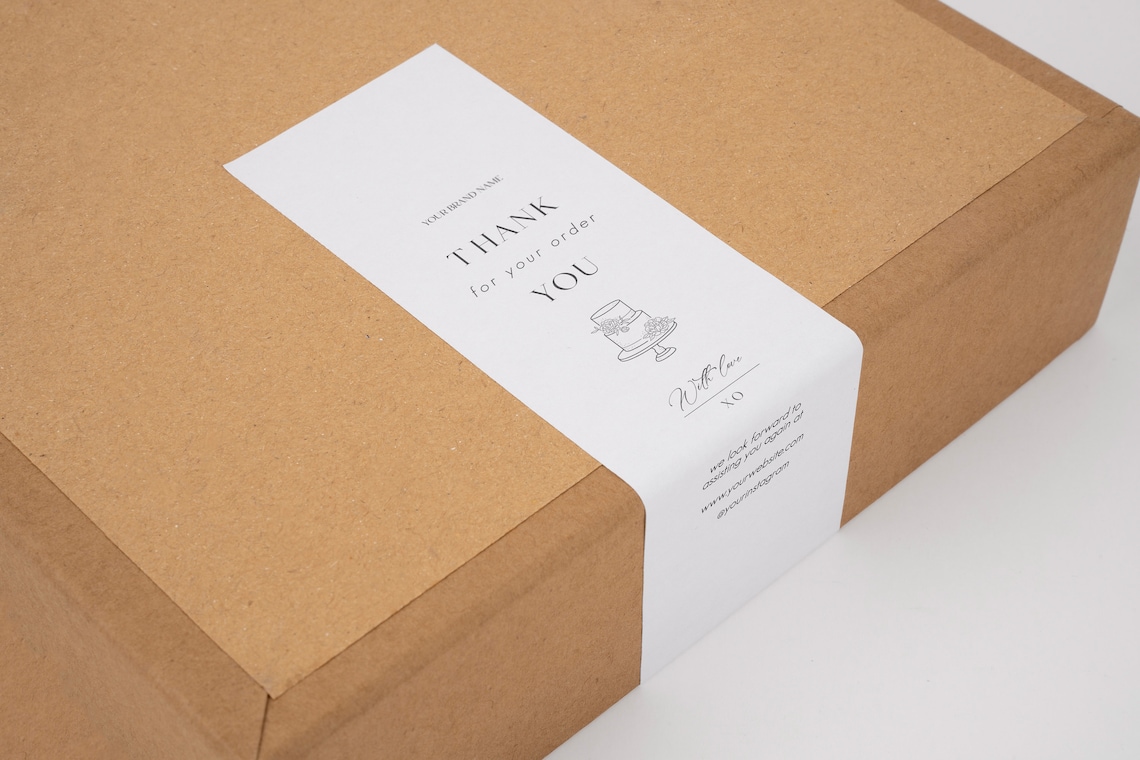 Editable Cake Box Seal Label Template, Custom Cake Box Sticker Template ...
