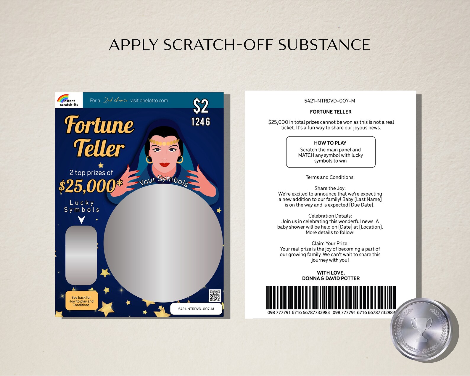 Editable Pregnancy Announcement Scratch-off Lottery Ticket Template ...