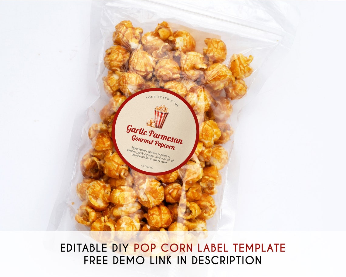 Editable Popcorn Round Label Template Printable Popcorn Round - Etsy ...