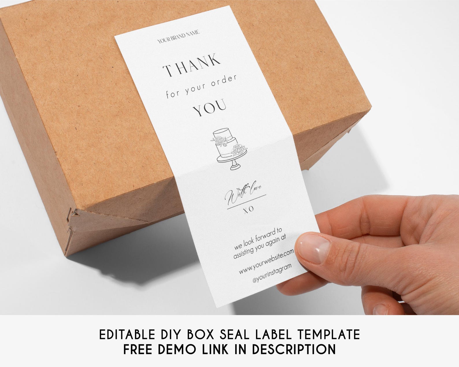 Editable Cake Box Seal Label Template, Custom Cake Box Sticker Template ...