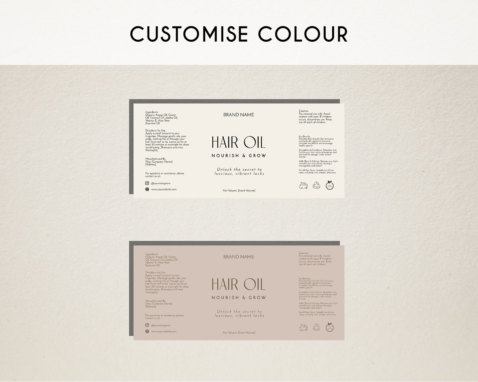 Editable Hair Growth Oil Label Template: Minimalist Luxury Design ...