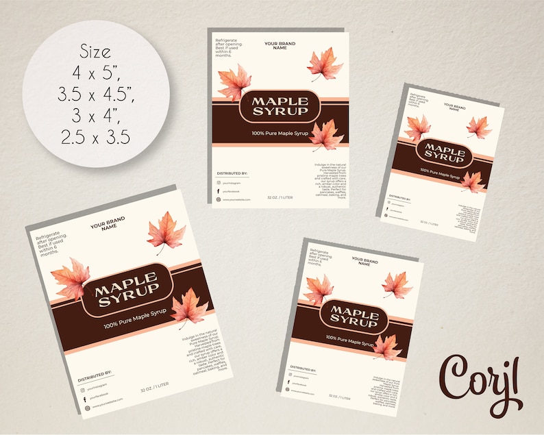 Editable Luxury Maple Syrup Label Template, Printable Homemade Maple ...