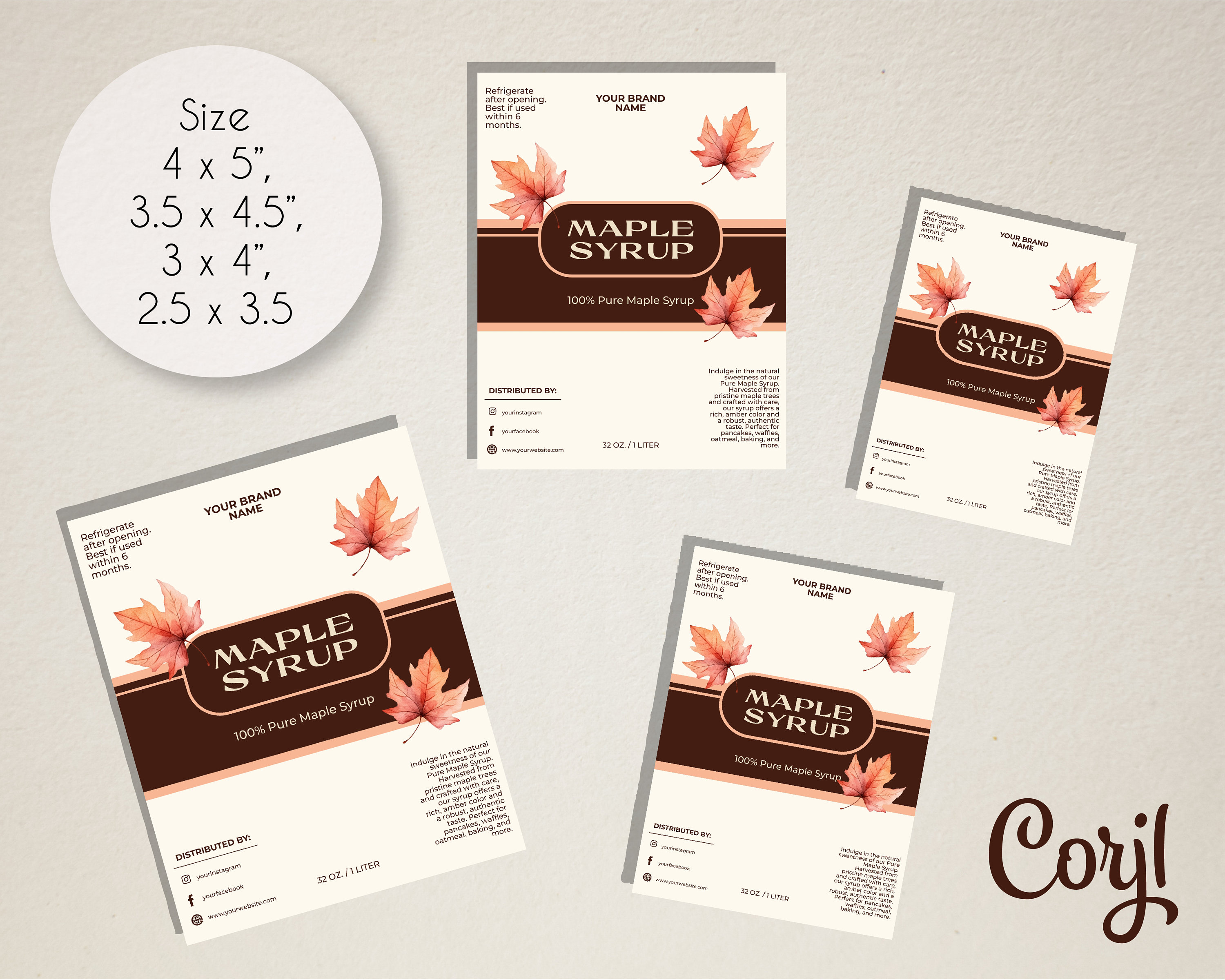 Editable Luxury Maple Syrup Label Template, Printable Homemade Maple ...