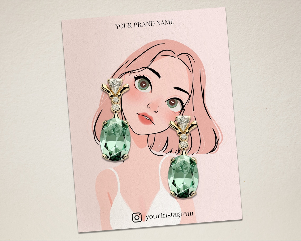 Editable Feminine Earring Display Card Template, Printable Custom ...
