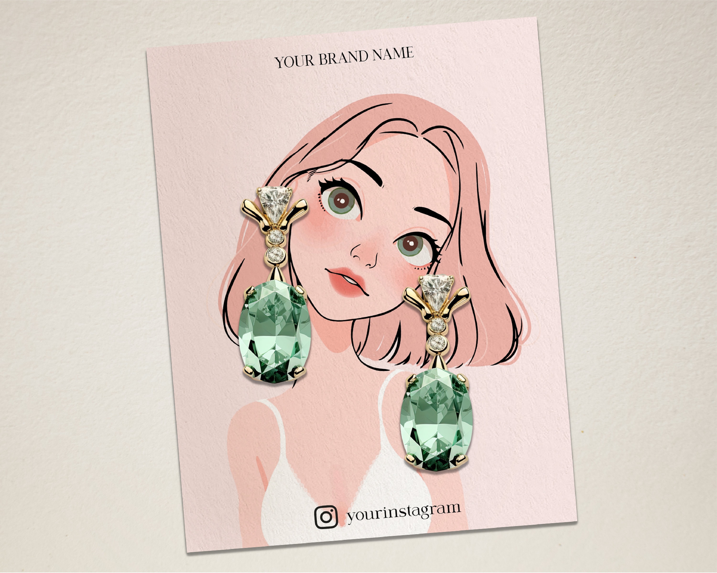 Editable Feminine Earring Display Card Template, Printable Custom ...