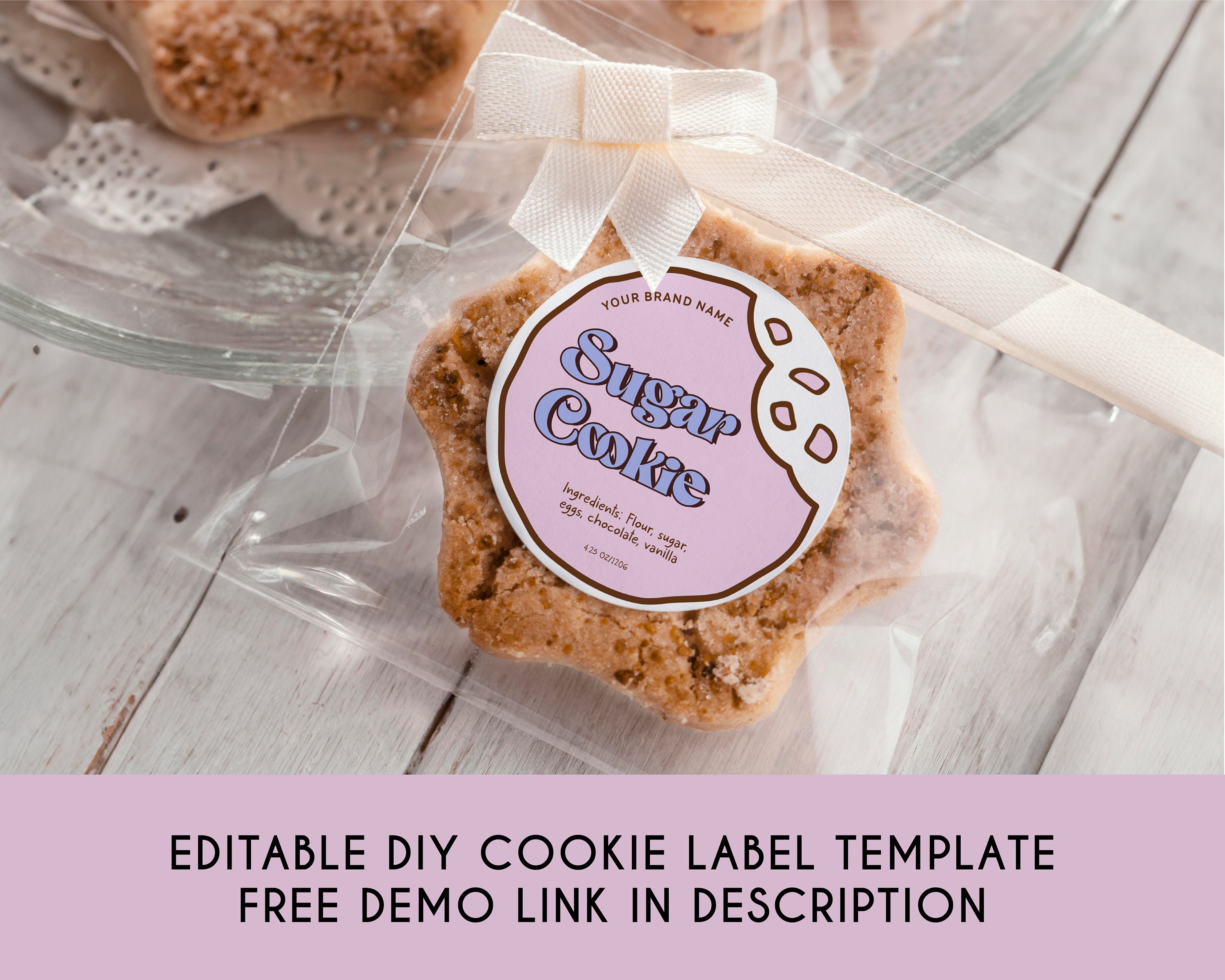 Editable Playful Cookie Label Template, Printable Custom Pastry Sticker ...