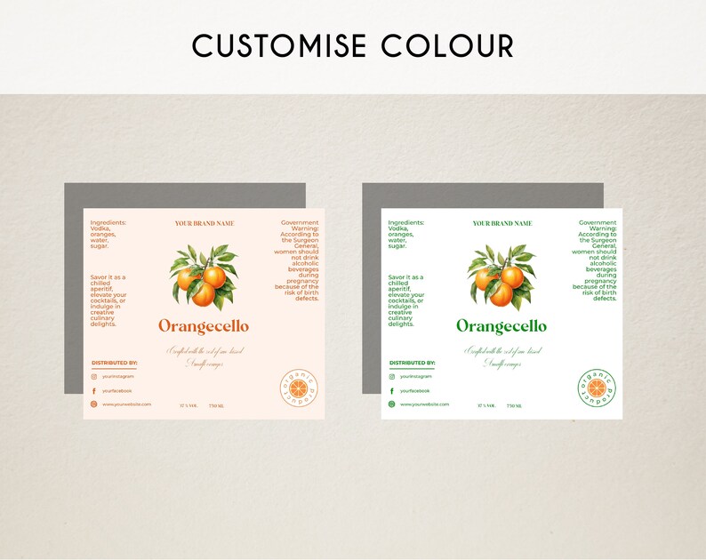 Editable Luxury Orangecello Bottle Label Template, Printable Homemade ...