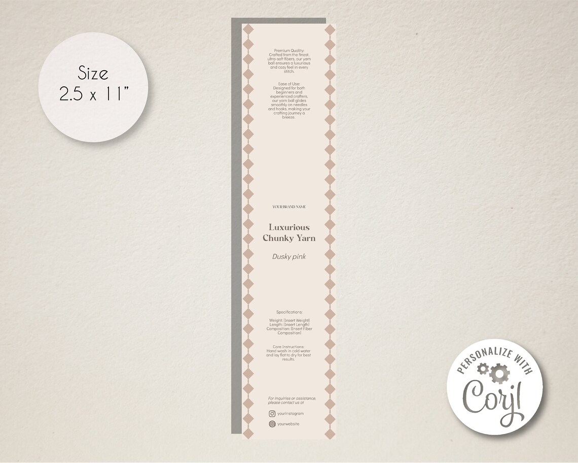 Editable Yarn Ball Wrap Label Template, Printable Minimalist Hand Spun ...