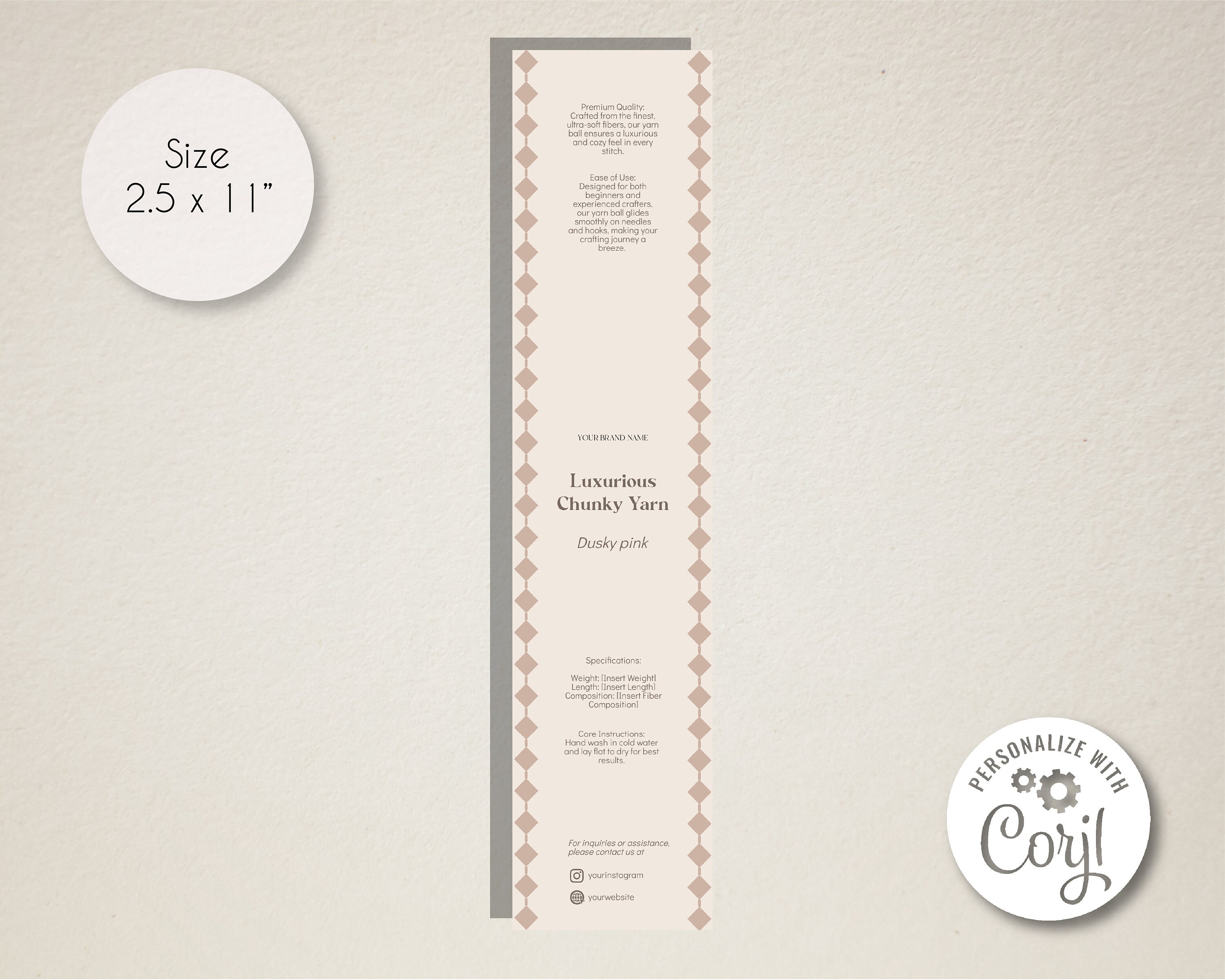 Editable Yarn Ball Wrap Label Template, Printable Minimalist Hand Spun ...