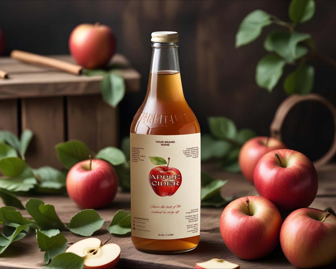 Editable Apple Cider Bottle Label Template, Printable Homemade Apple ...