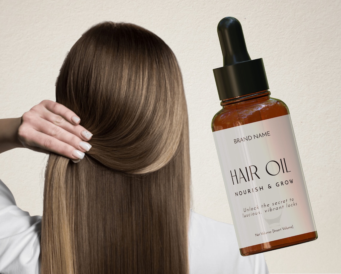 Editable Hair Growth Oil Label Template: Minimalist Luxury Design ...