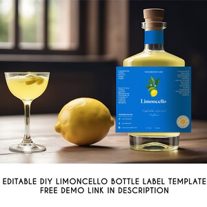 Editable Luxury Limoncello Bottle Label Template, Printable Homemade ...