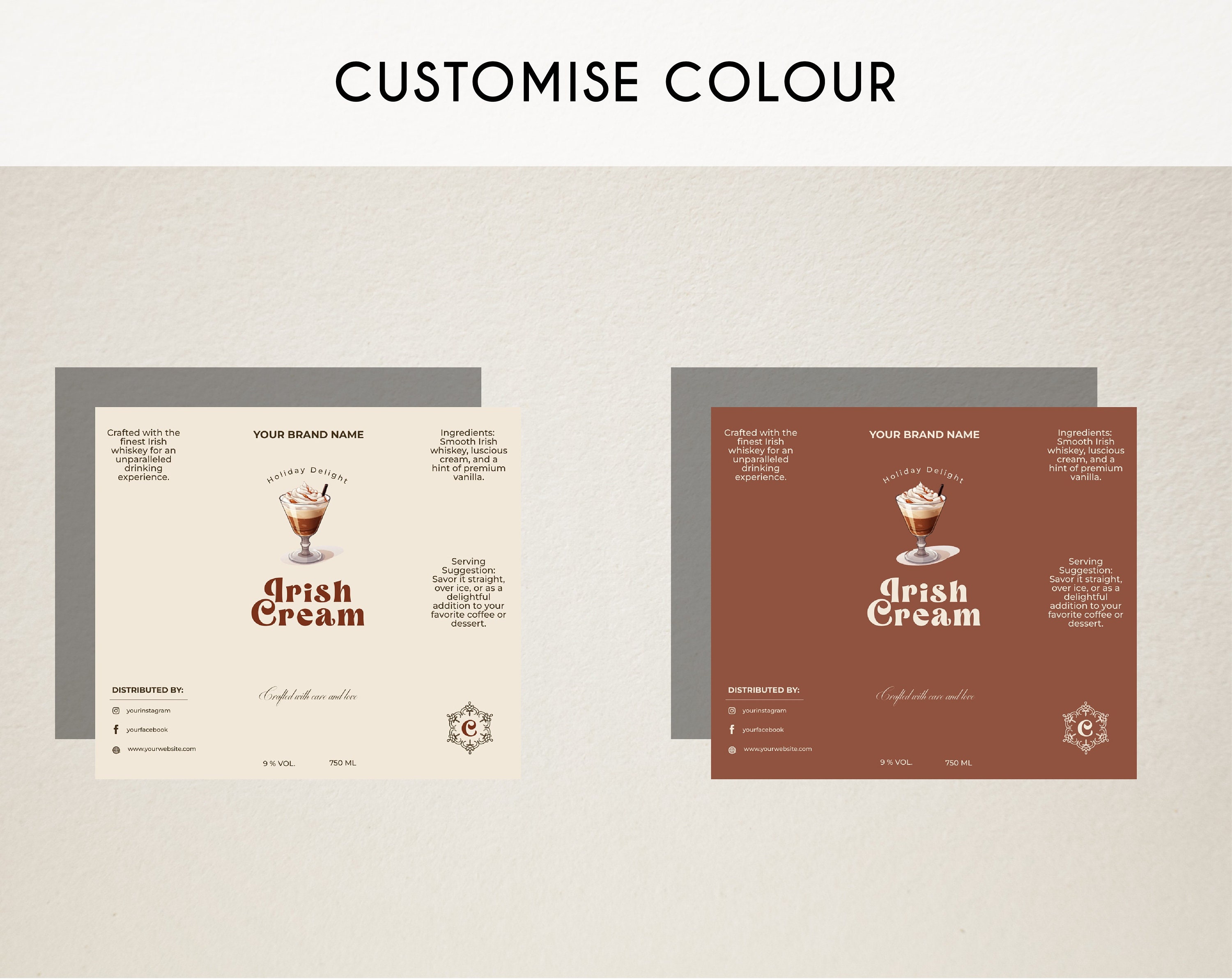 Editable Minimalist Irish Cream Bottle Label Template, Printable ...