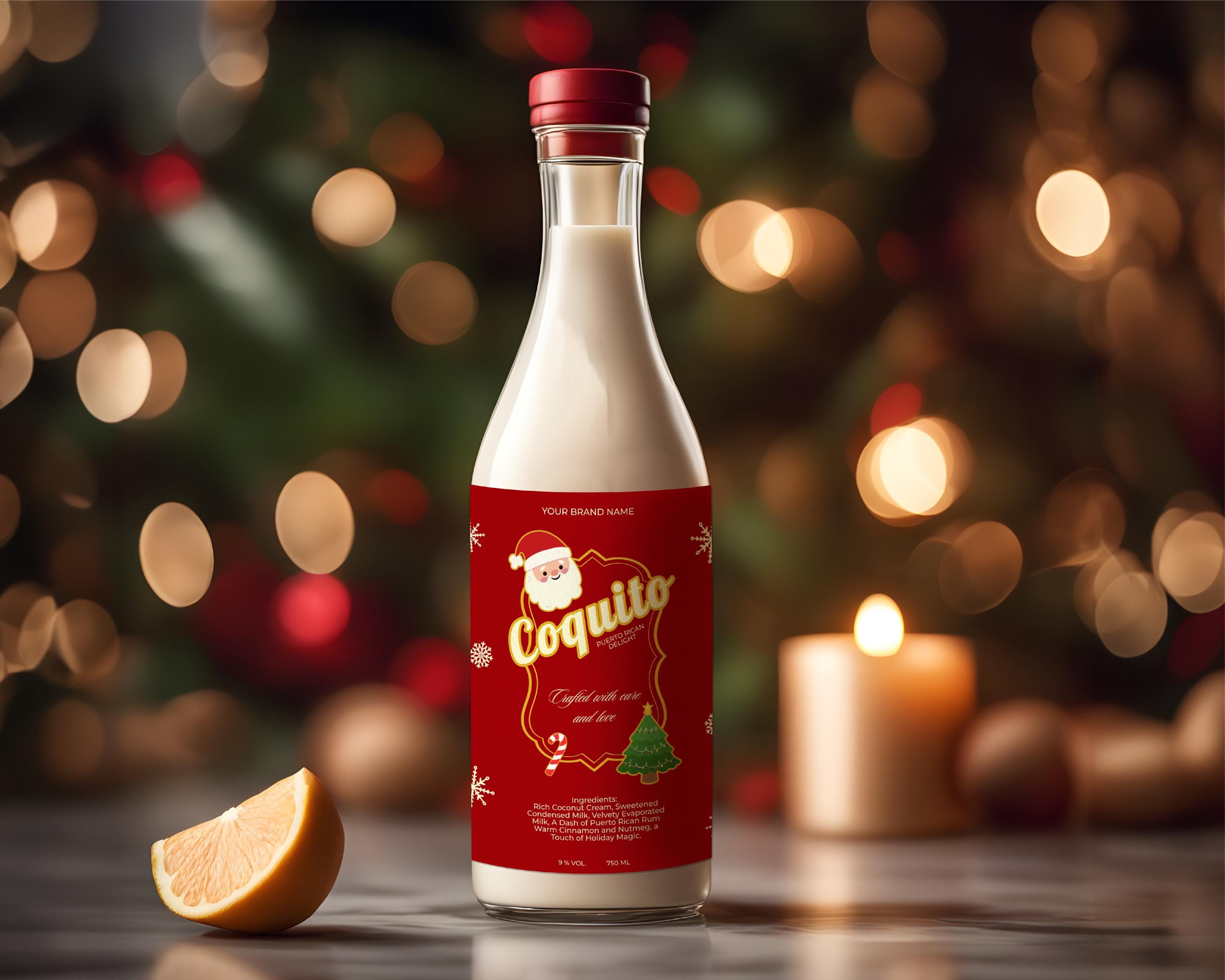 Editable Playful Coquito Bottle Label Template, Printable Festive ...