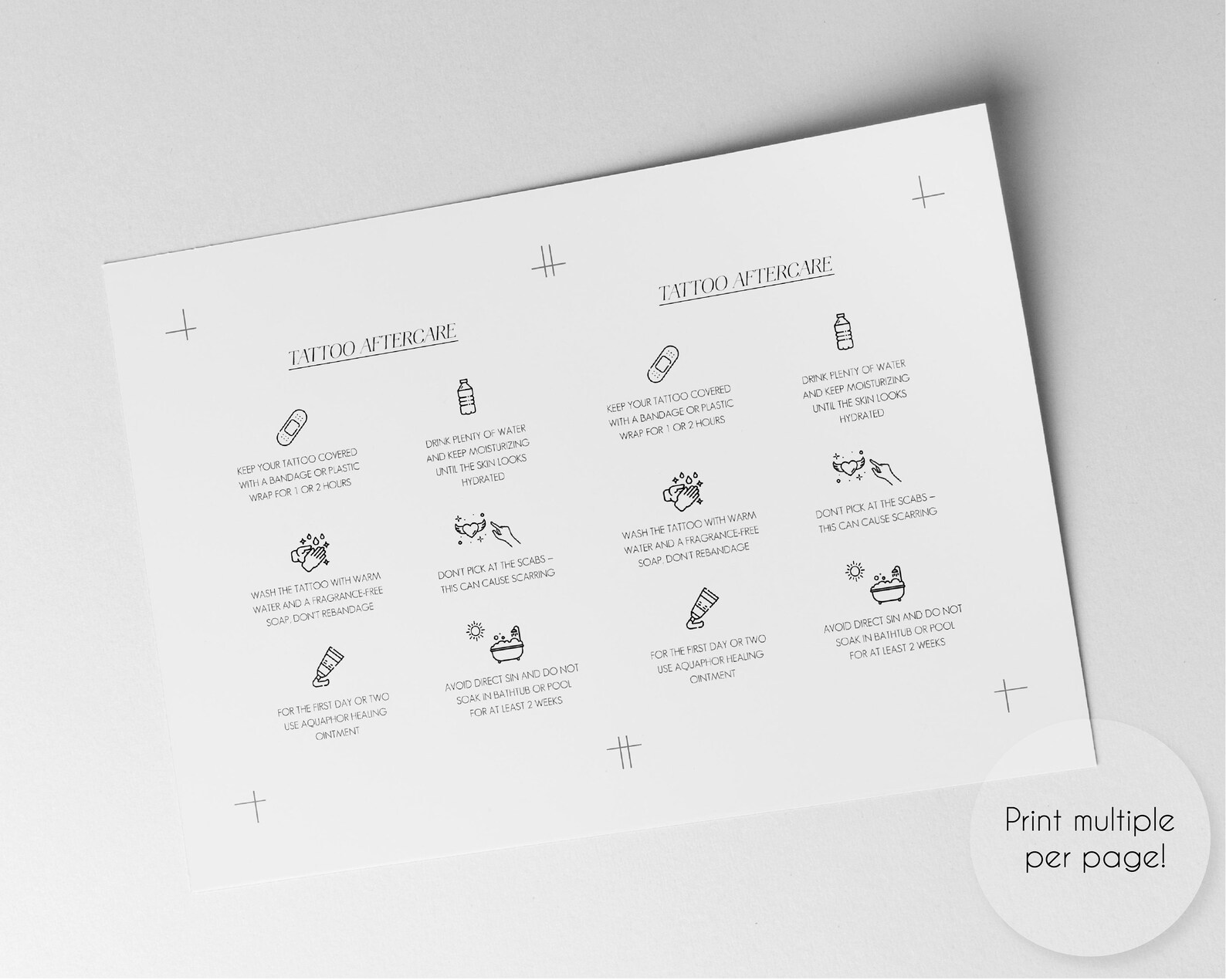 Editable Tattoo Aftercare Card Template, Custom Tattoo Instructions ...