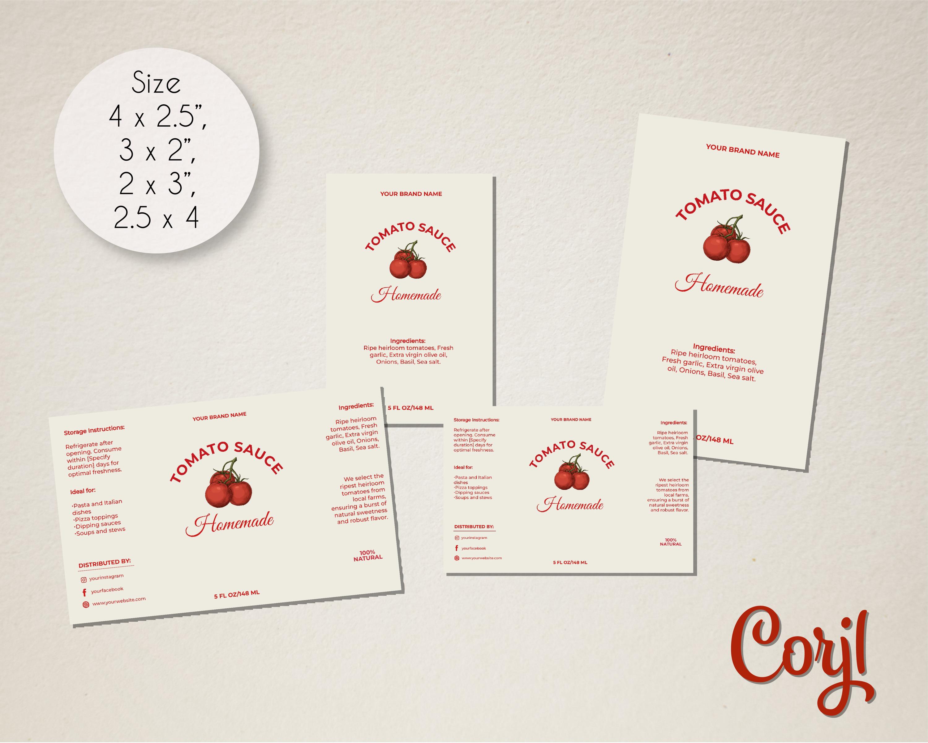 Editable Tomato Sauce Jar Label: Modern Homemade Ketchup Sticker ...