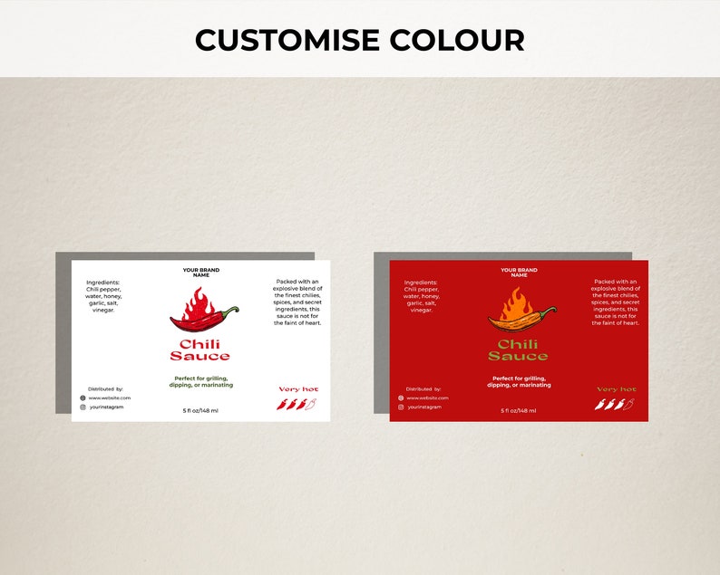 Editable Minimalist Hot Chili Sauce Bottle Label Template, Printable ...