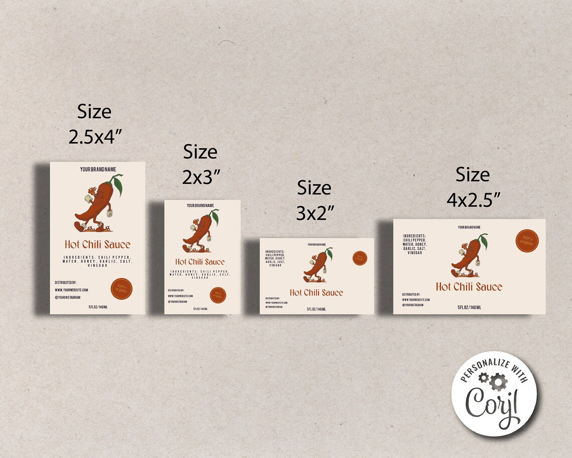 Editable Hot Chili Sauce Bottle Label Template, Modern Homemade Hot ...