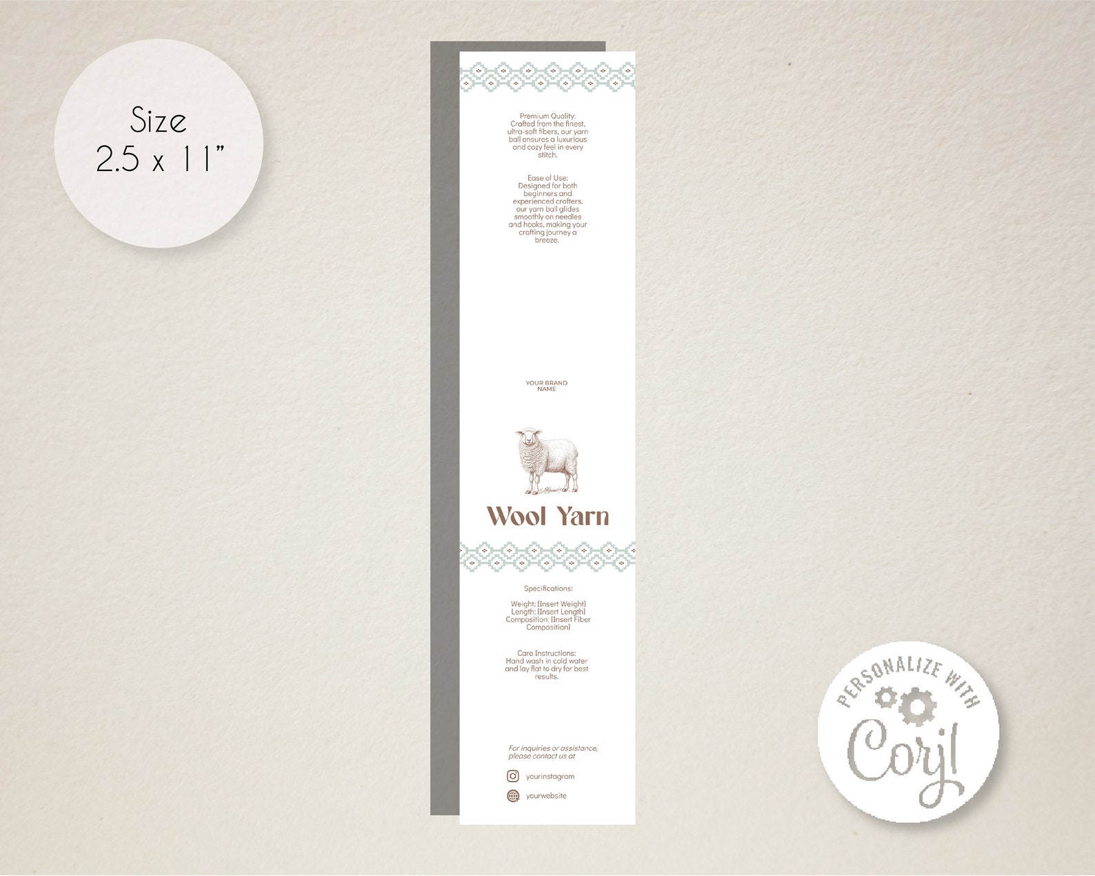 Editable Merino Wool Yarn Ball Label Template, Printable Luxury Hand ...