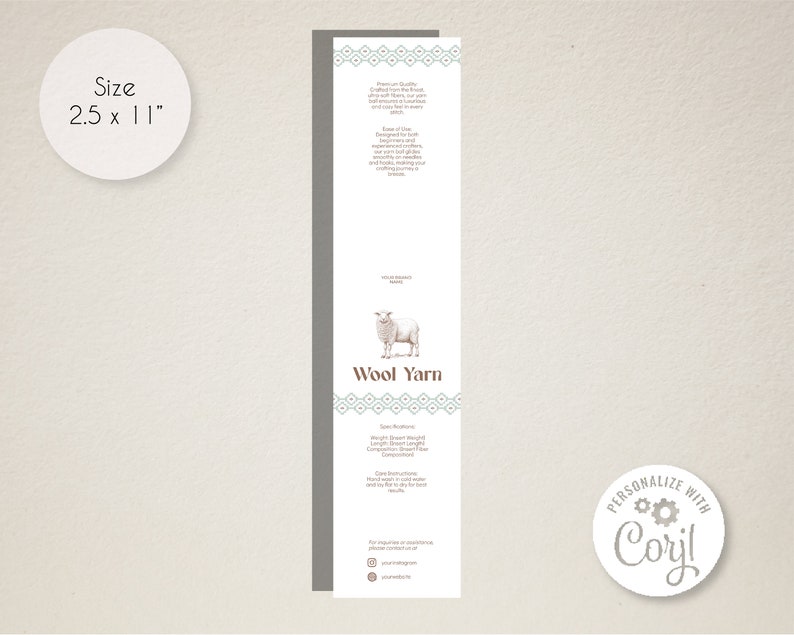 Editable Merino Wool Yarn Ball Label Template, Printable Luxury Hand ...
