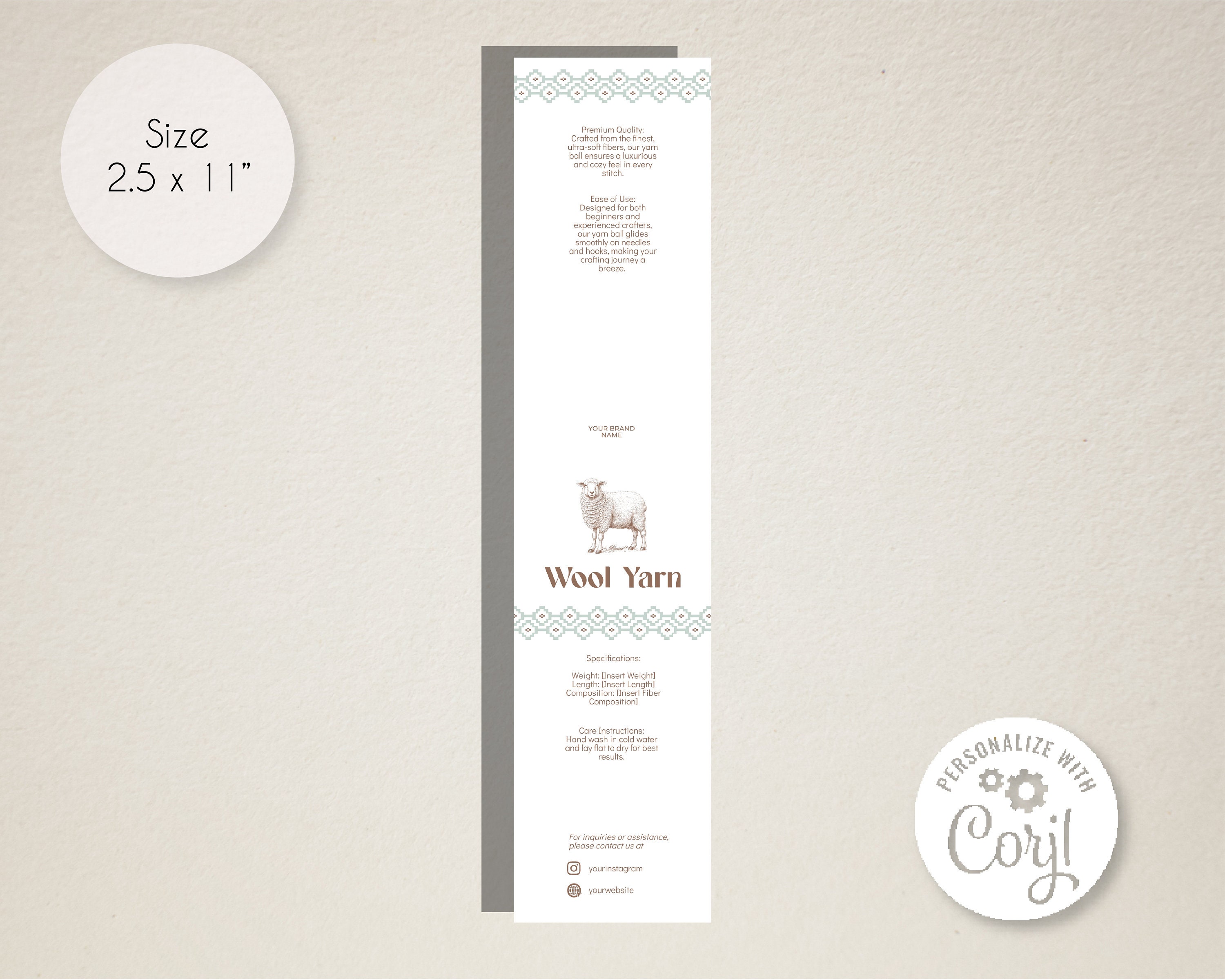 Editable Merino Wool Yarn Ball Label Template, Printable Luxury Hand ...