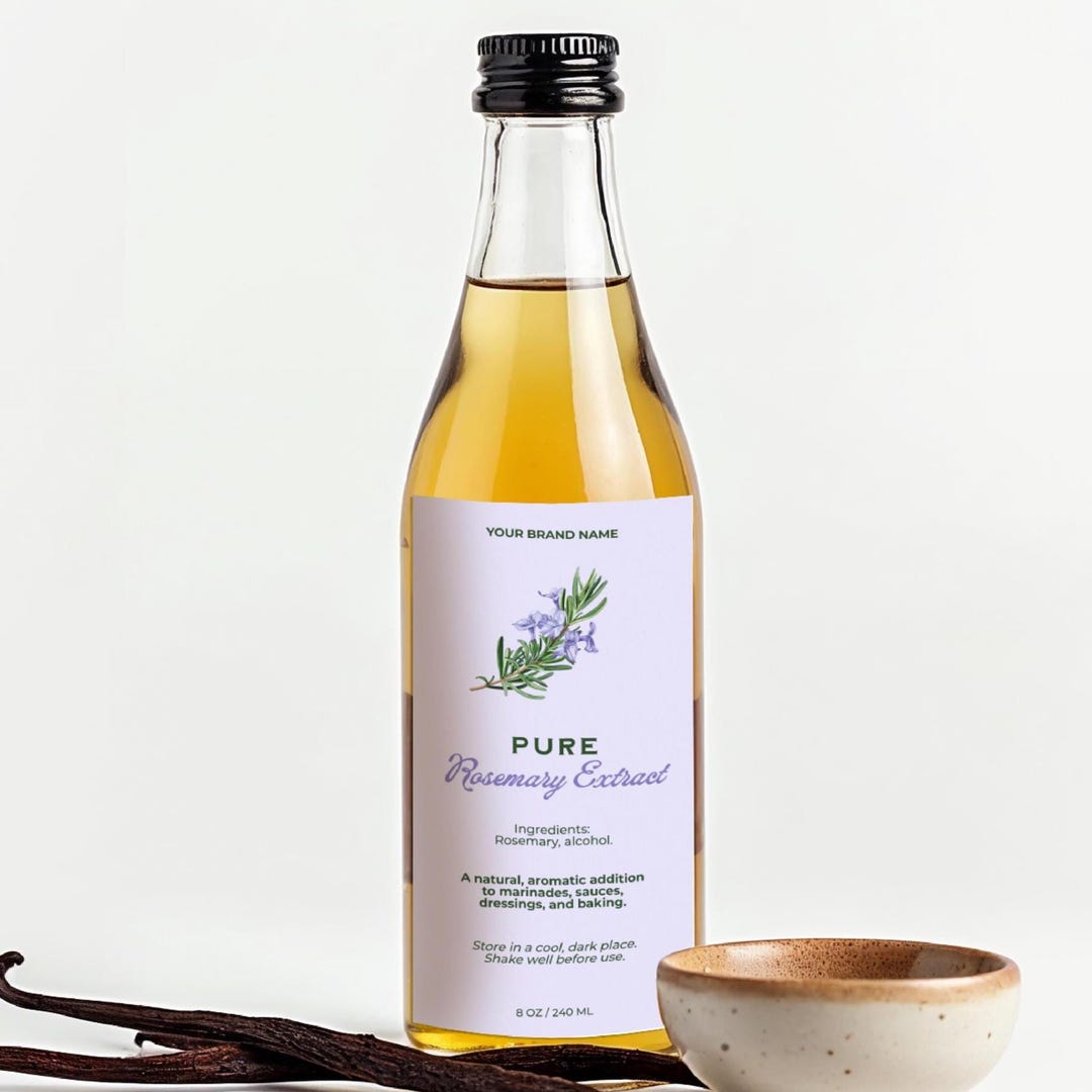 Editable Minimalist Rosemary Extract Bottle Label Template, Printable ...